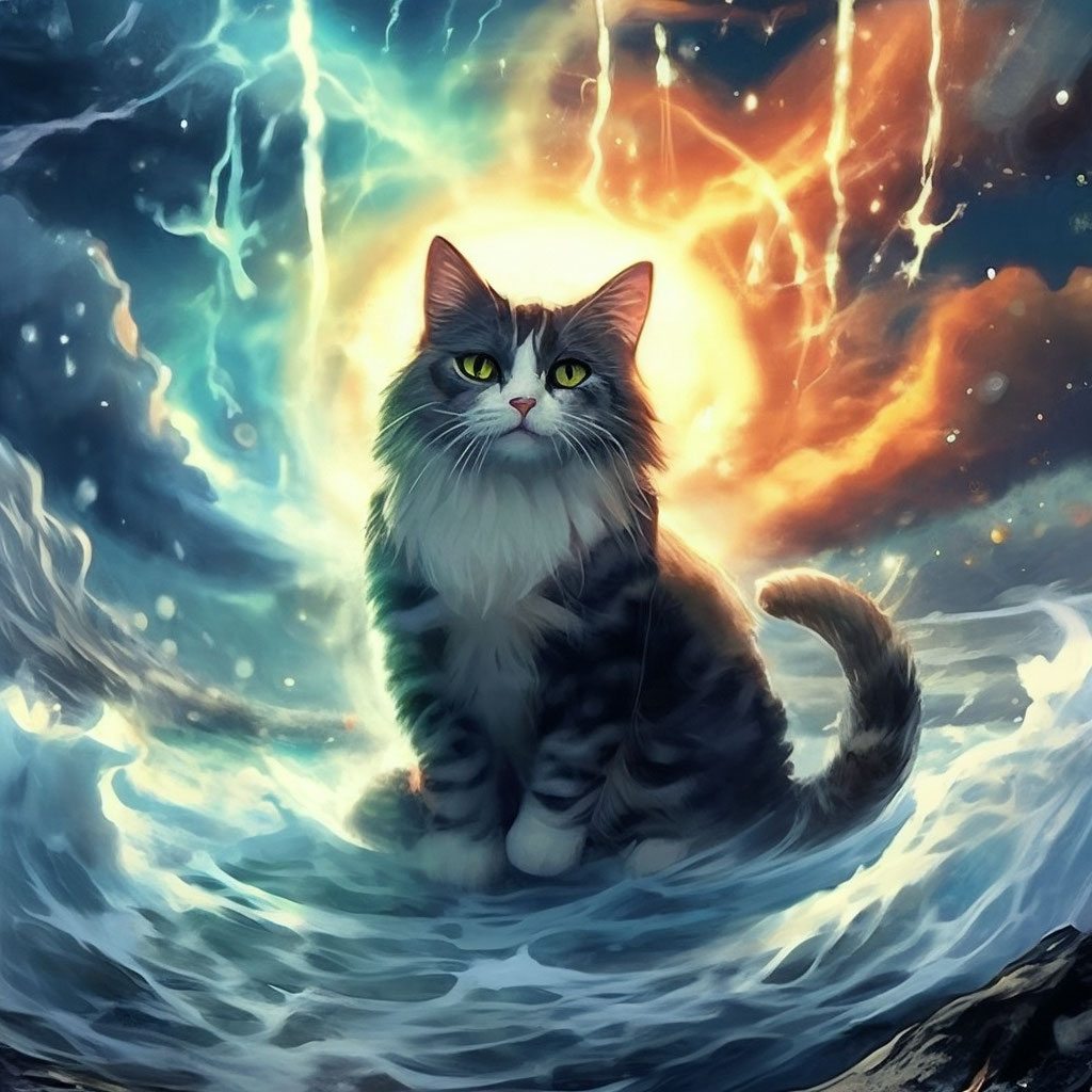 "The cat controls the weather, the lord of the elements, the cat, magic ...