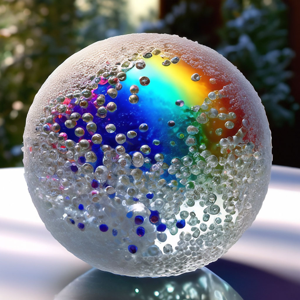 "Frosted glass ball, full of colored frosted balls, mirror, high ...