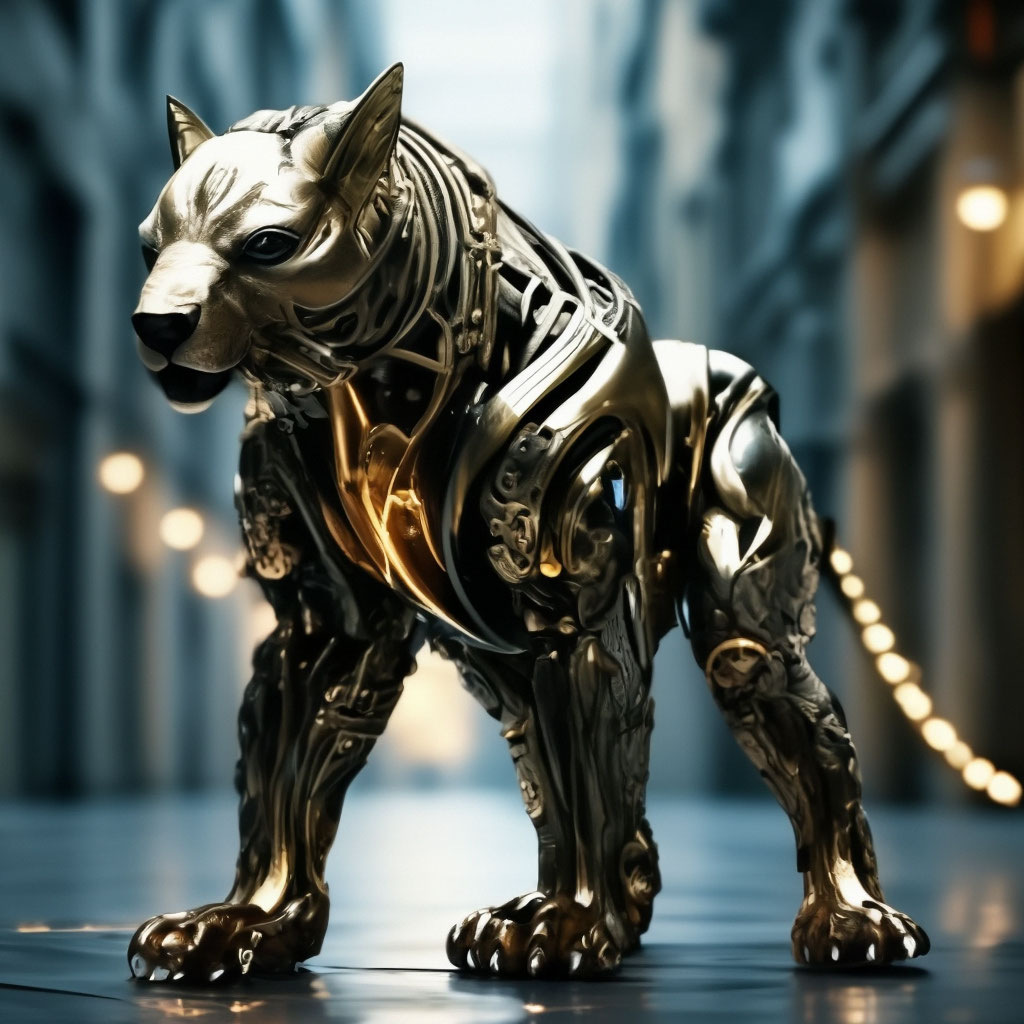 "Fantastic animal hybrids, biomechanics, full height, liquid inside ...