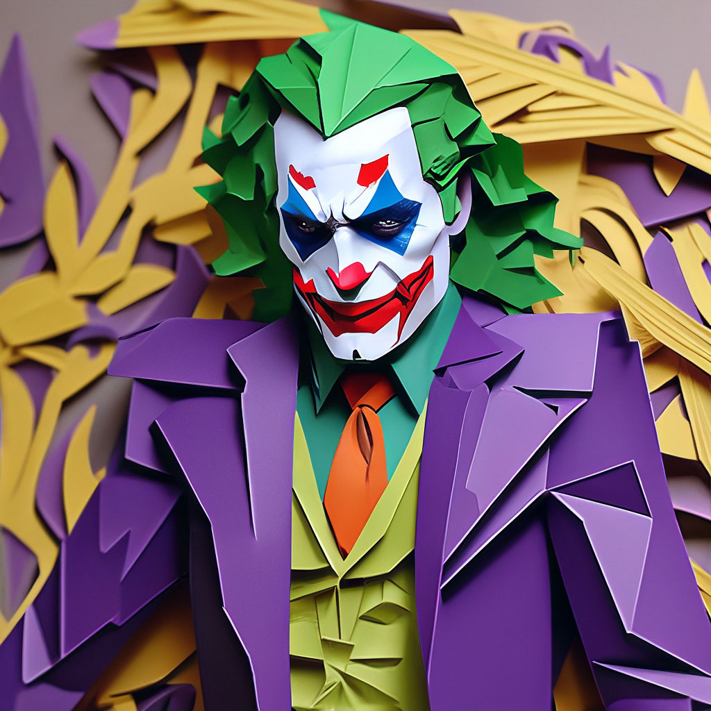 "Joker, papercraft poster --s 750" — image created in Shedevrum