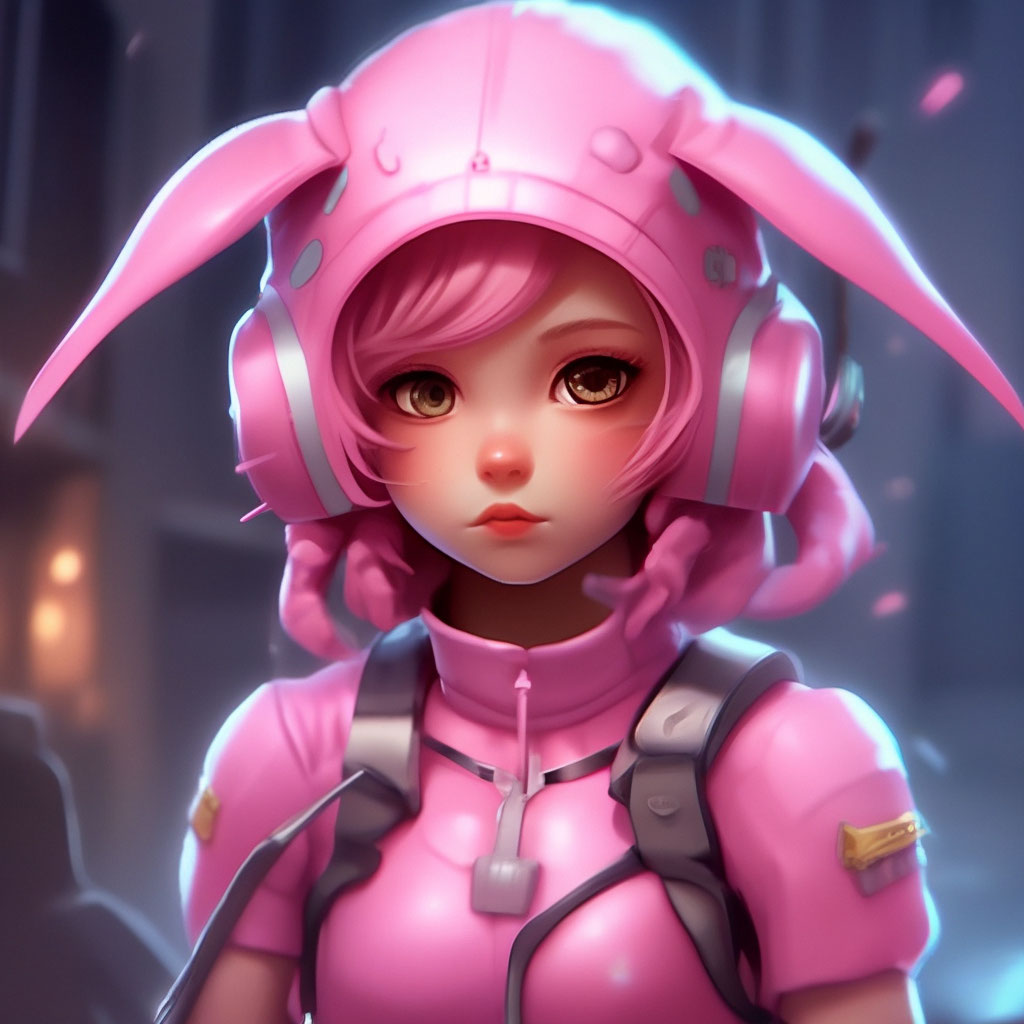 "Cute , pink mutant girl" — image created in Shedevrum