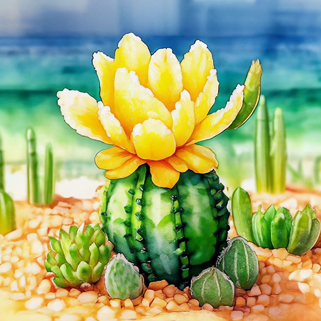 "A cute blooming hybrid of cucumber and cactus. sunny, bright ...