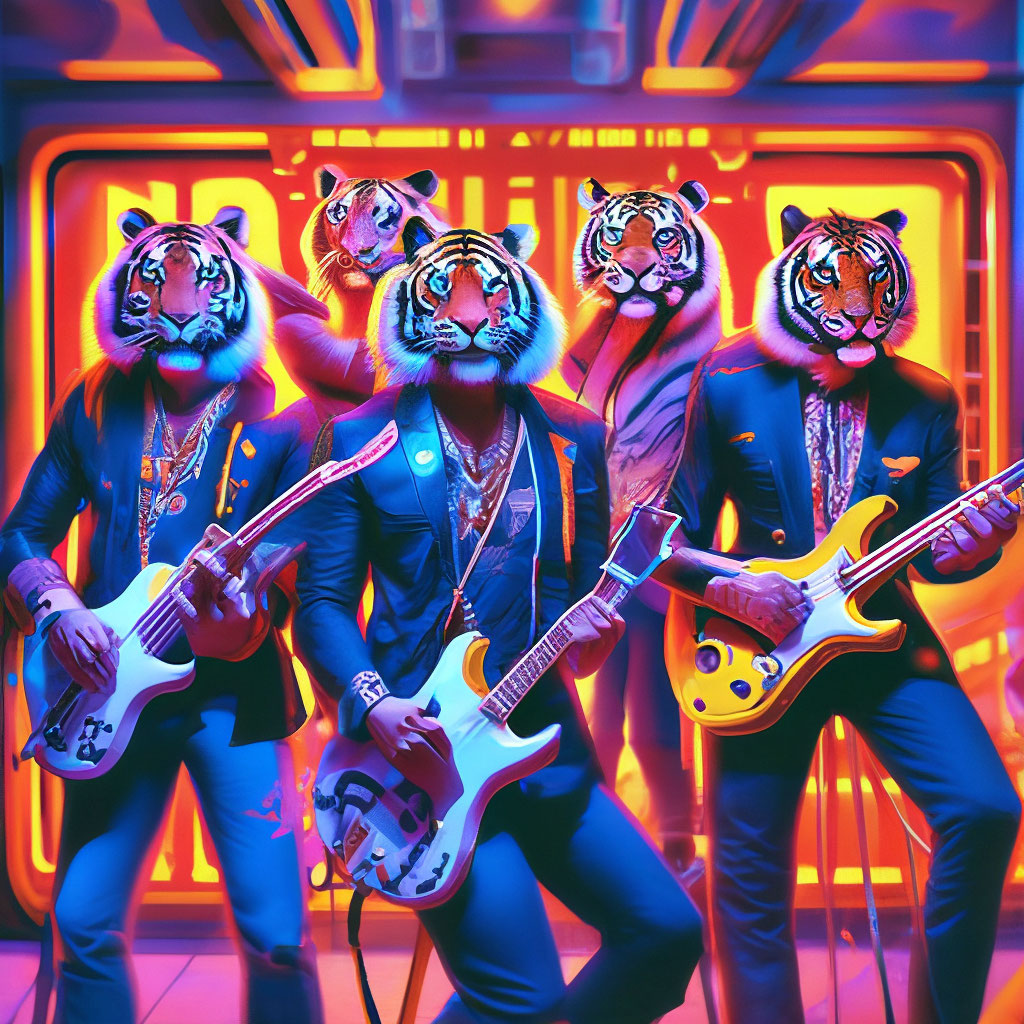 "Tigers rock musicians" — image created in Shedevrum