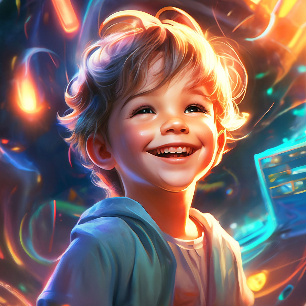 "Grandson's smile, masterpiece, realistic magic portrait, muted colors ...
