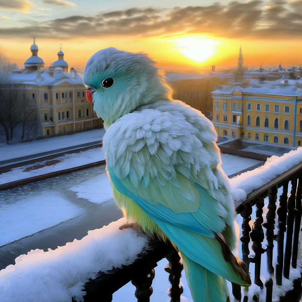 "Sun frost, creep parrot St. Petersburg" — image created in Shedevrum