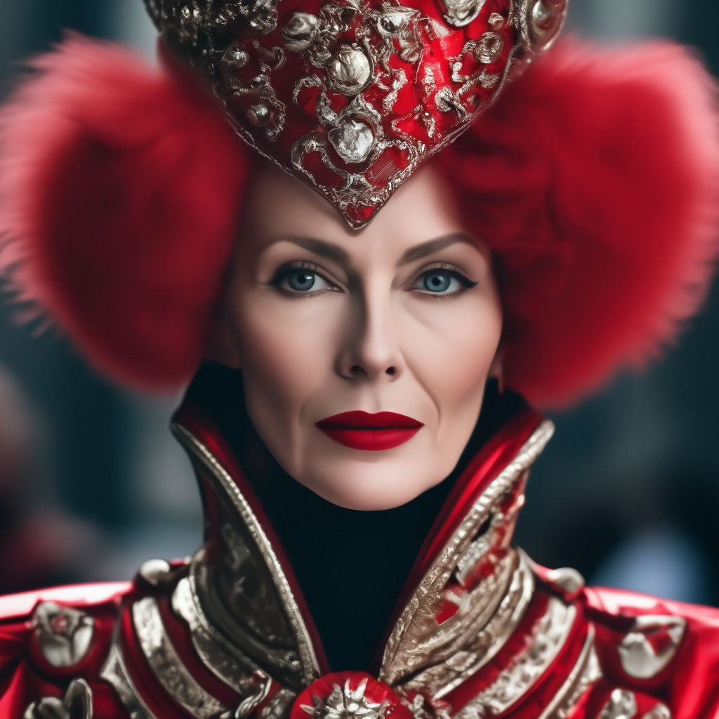 "Model 60 years old,Regina "Red Queen" is walking on the podium ...