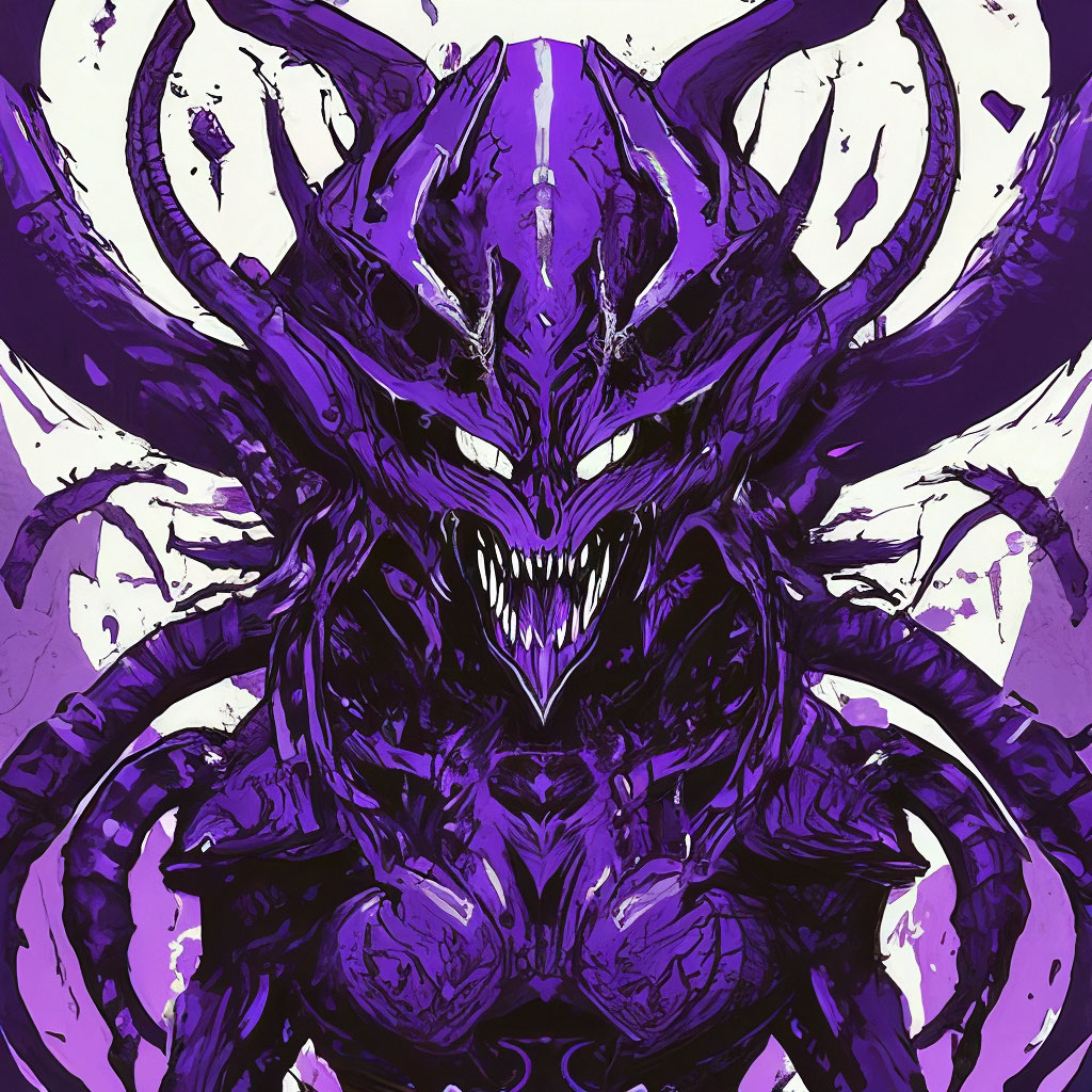 "Tyranid, creepy,purple singularity, lots of details, splashes, horns ...