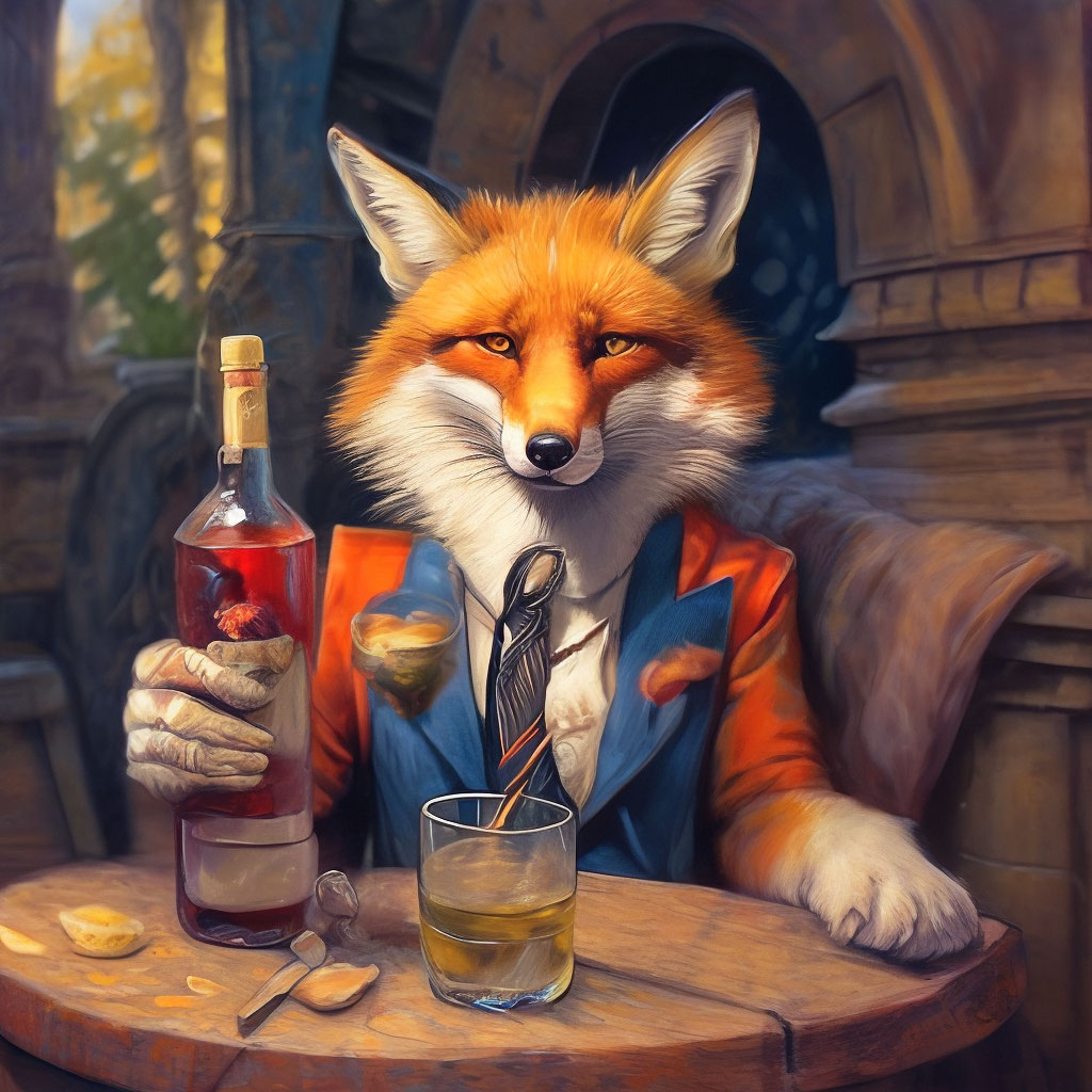 "Drunk fox" — image created in Shedevrum