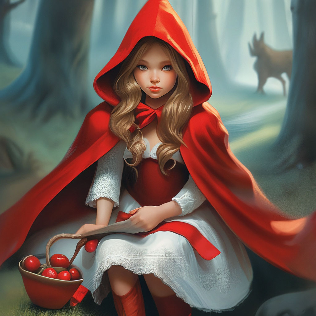 "Little red riding hood fairy tale" — image created in Shedevrum