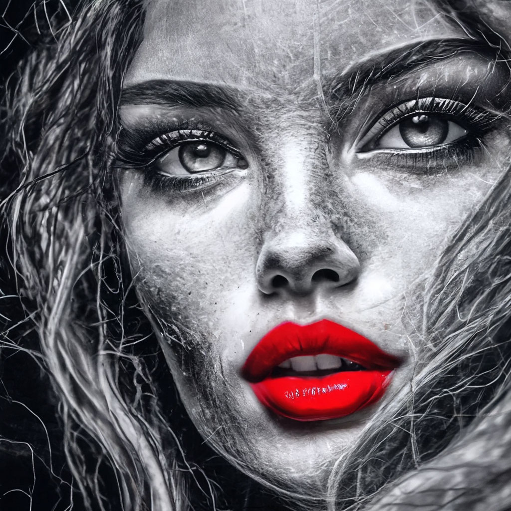 "The face of a beautiful girl from a drawing is a drawing in ink ...