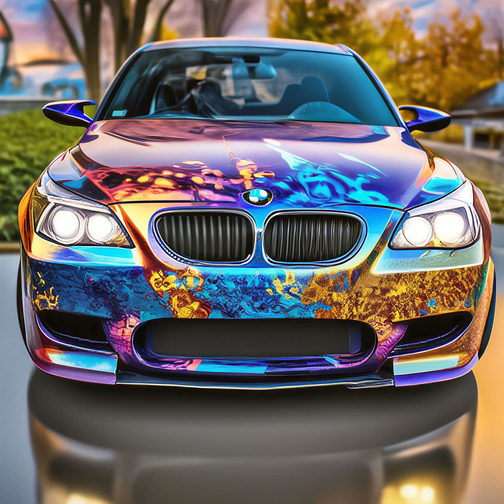 "Hyperrealism, livery on a car, vinyl drawing on a car, BMW M5 E60 ...
