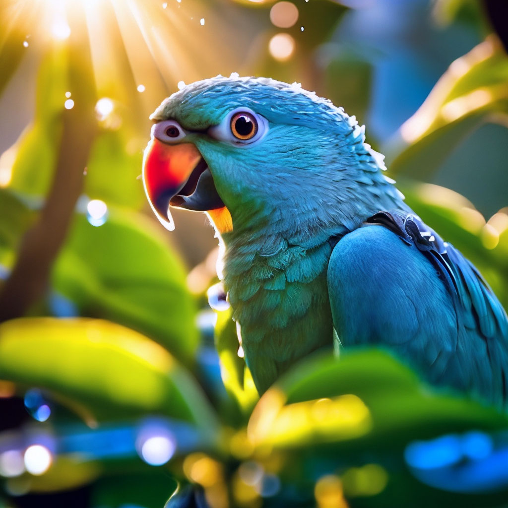 "Parrot is beautiful, attention to detail, photorealism, double focus ...