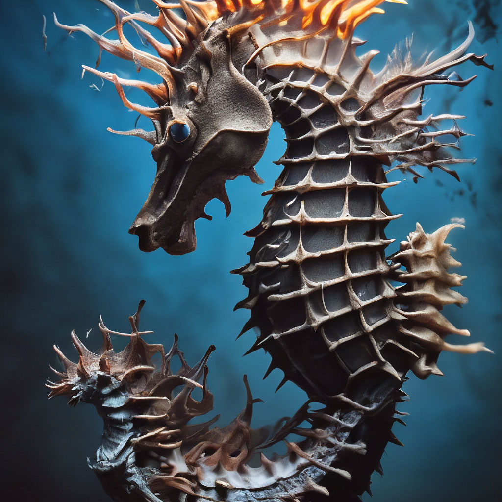 "Seahorse.Darkness, dark tones. Angry look, dark colors, chaos of ...