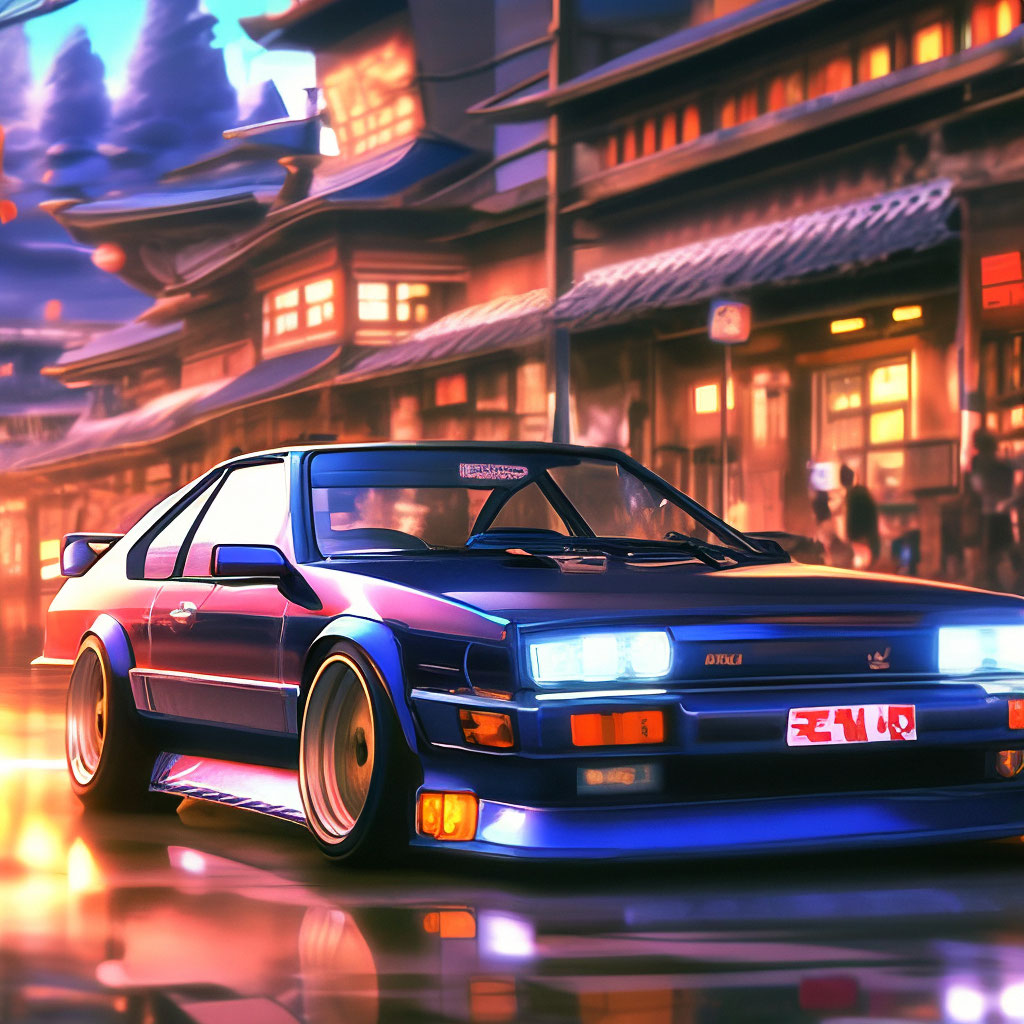 "Initial d, trueno ae86, anime" — image created in Shedevrum