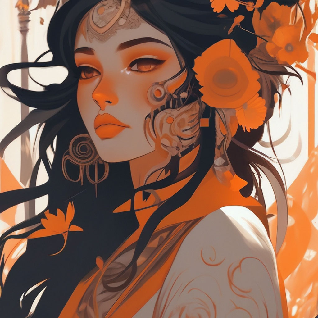 "|author golodnadora| girl. dark hair. bohemian. steampunk. orange ...