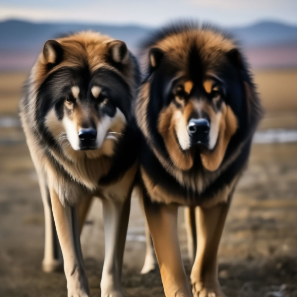 "Tibetan Mastiff wolf and wolf go to the steppe" — image created in ...