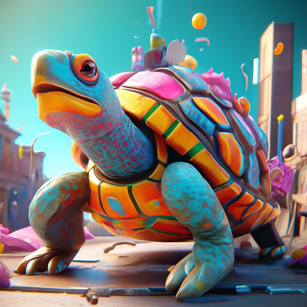 "Surrealism graffiti turtle is brilliant" — image created in Shedevrum