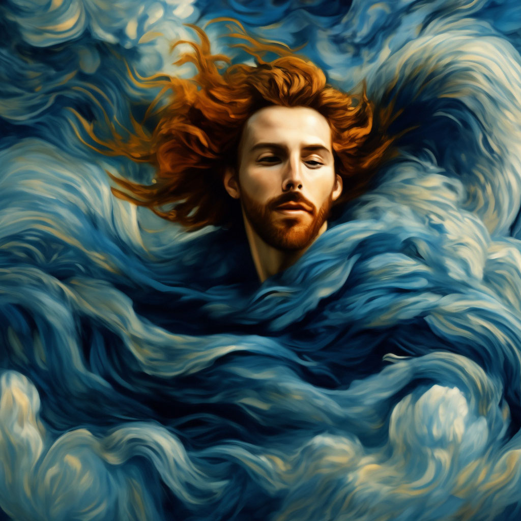 "Angel flying in the clouds, in the style of Van Gogh" — image created ...