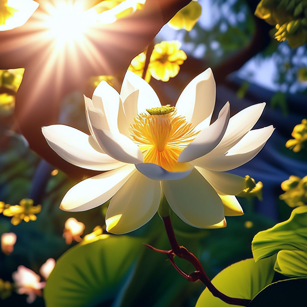 "Tree of tender lotuses, macro photography, focus on the middle of the ...