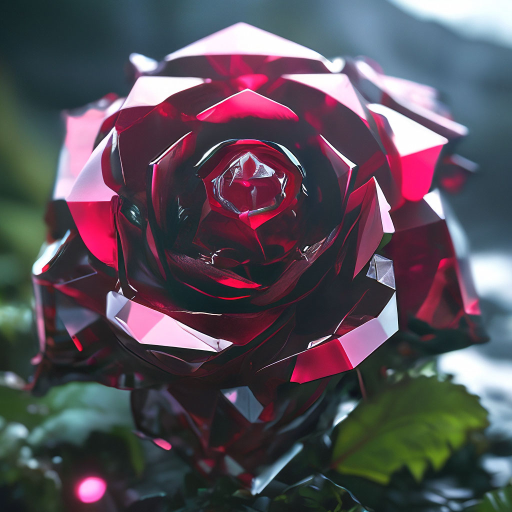 "Cyberpunk Rose Ruby" — image created in Shedevrum