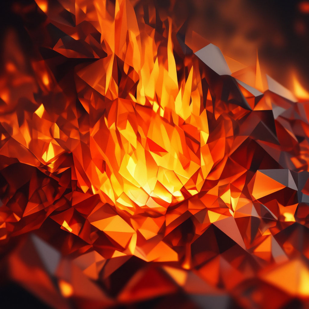 "Fire + polygons" — image created in Shedevrum