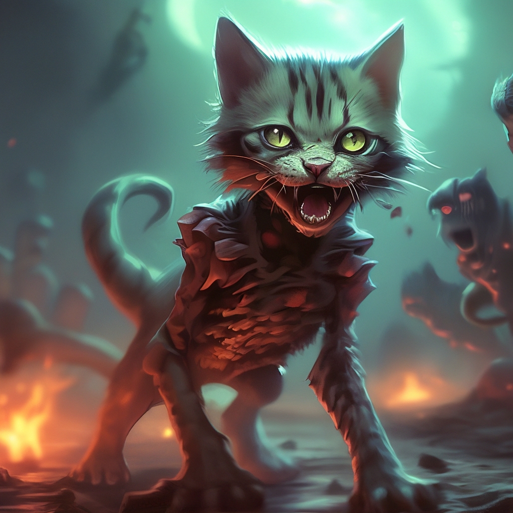 "Zombie cat" — image created in Shedevrum