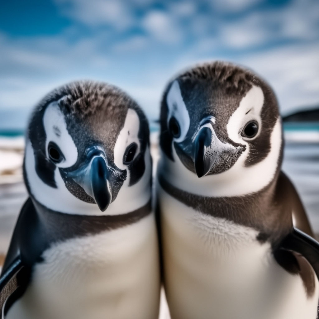 "Two little penguins take a selfie, the cutest photo" — image created ...