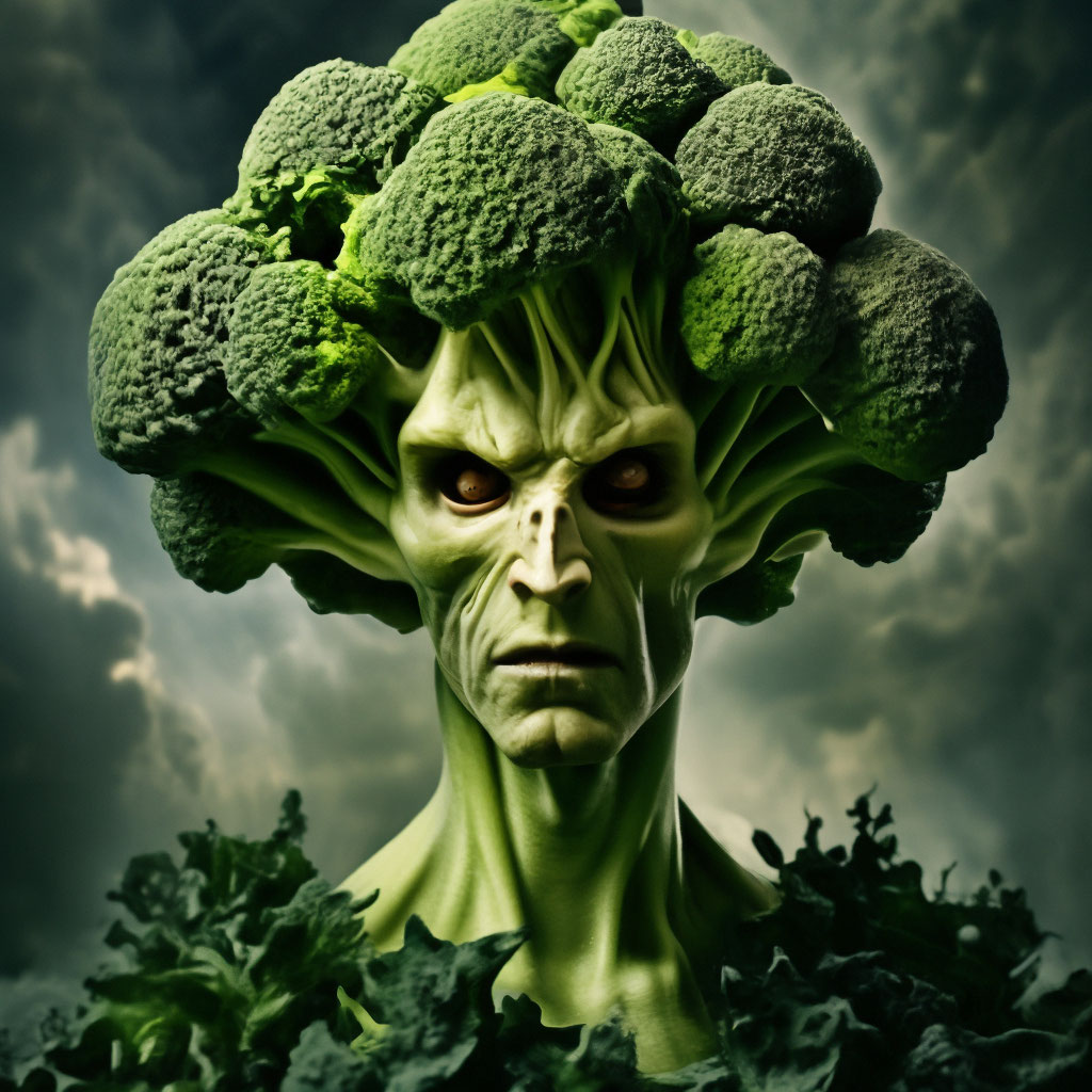 "Broccoli cabbage, picture, horror" — image created in Shedevrum