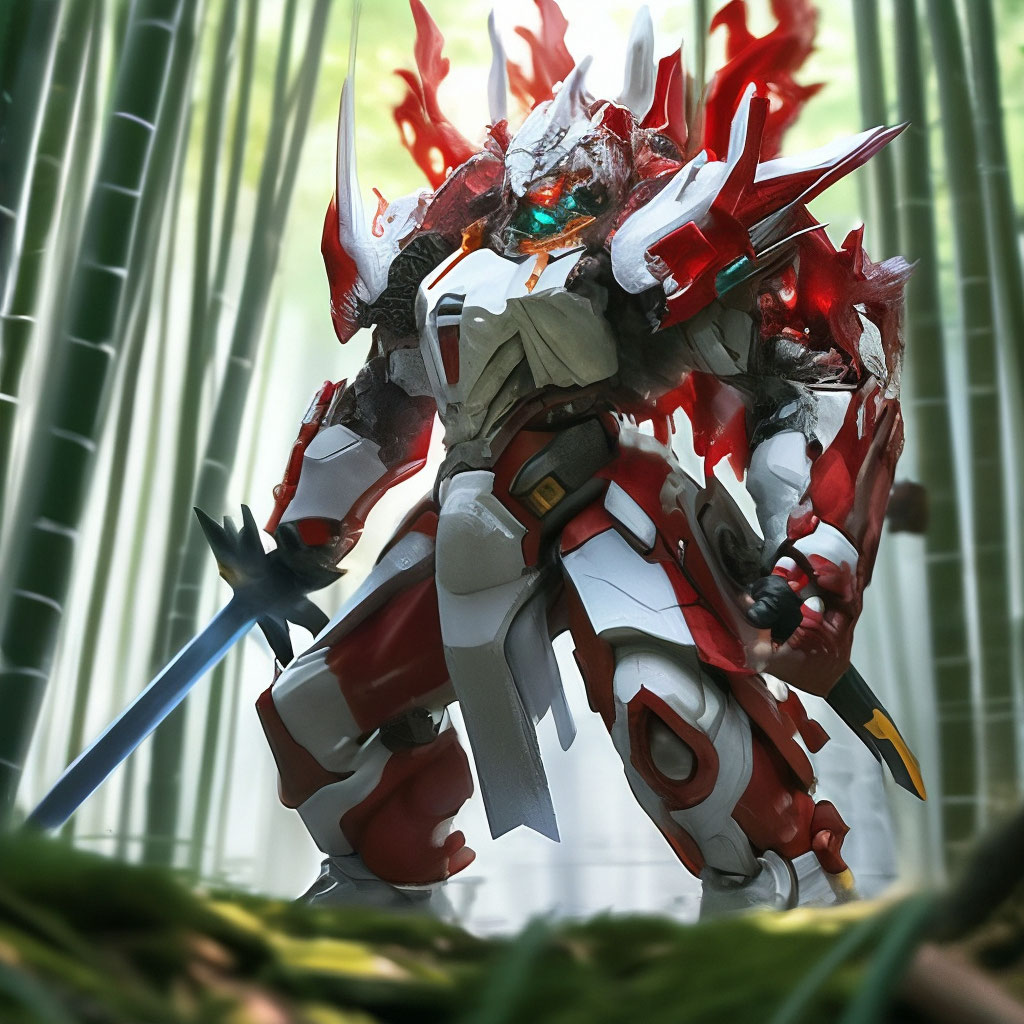 "Mechwarrior the name of the Robot,Amaterasu in a white cloak with a ...