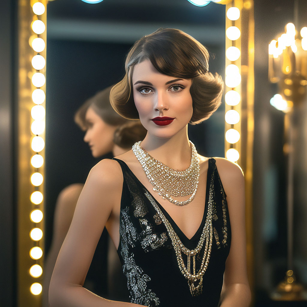 "Style of the 30s of the 20th century, realistic woman, smokey-eye ...