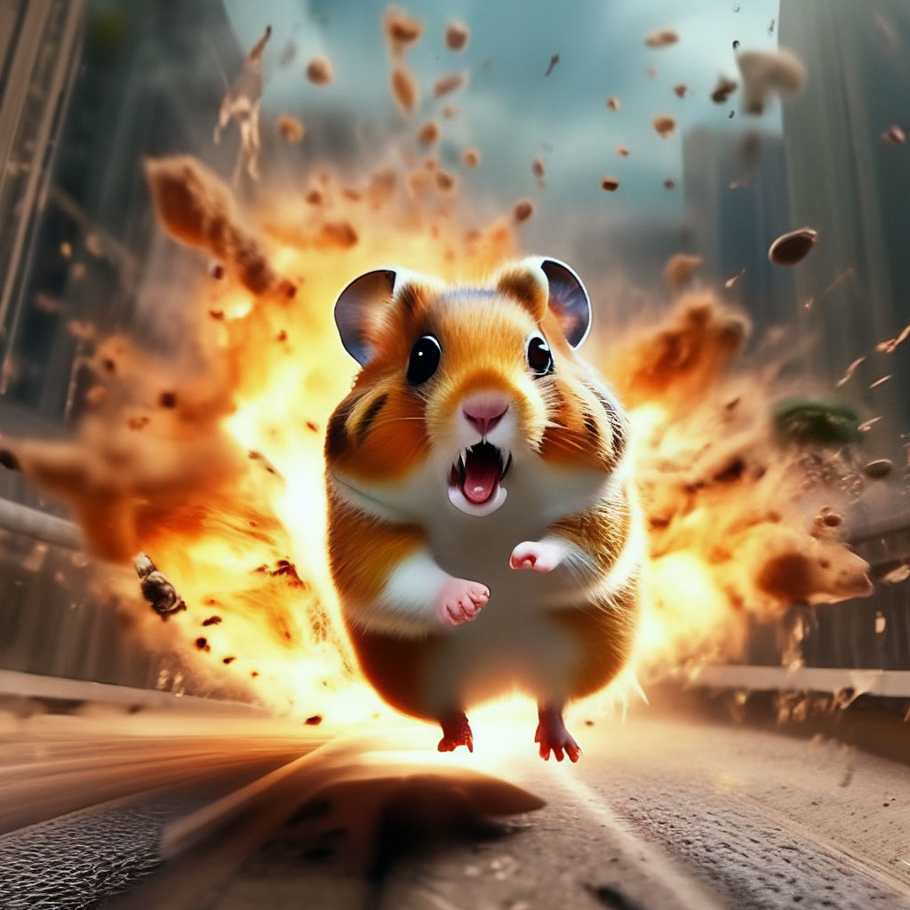 "The hamster is running and there is an explosion from behind" — image ...