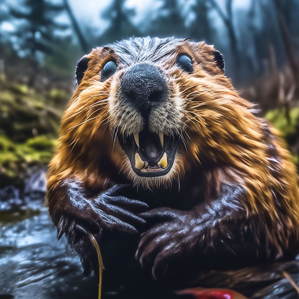 "Professional photo, realistic, anomaly, beaver, lots of details and ...