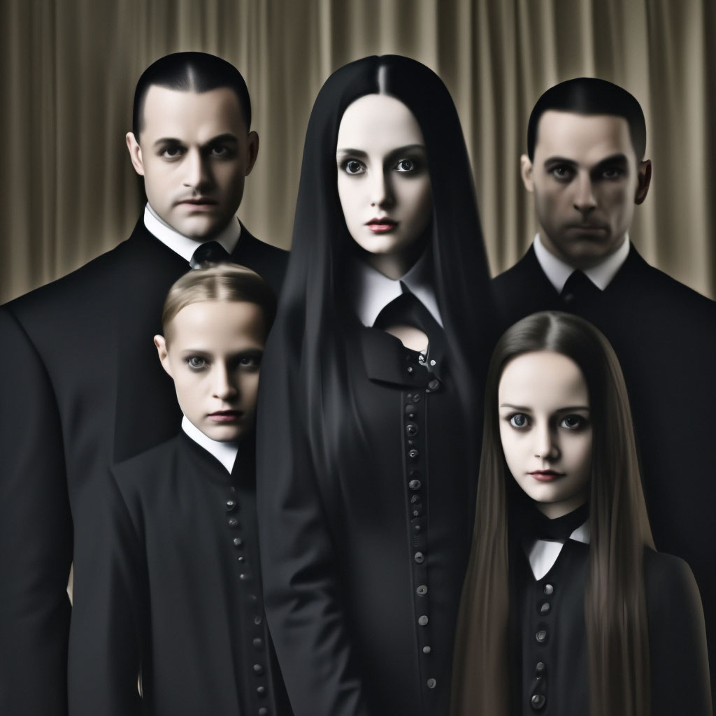 "The Adams family is in the house" — image created in Shedevrum