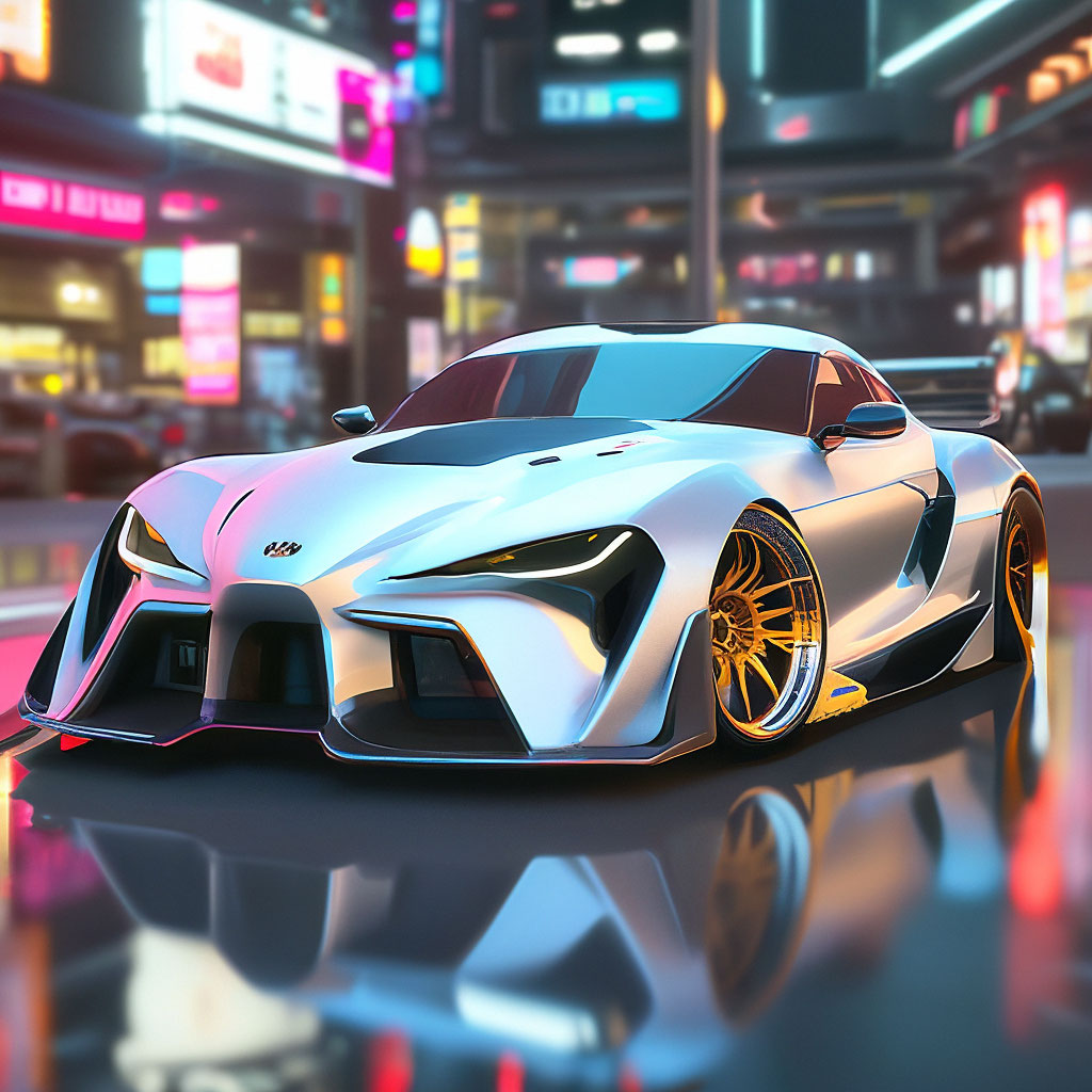 "Toyota Supra, smartcar, hyperrealism, cyberpunk, realistic, 4k, high ...