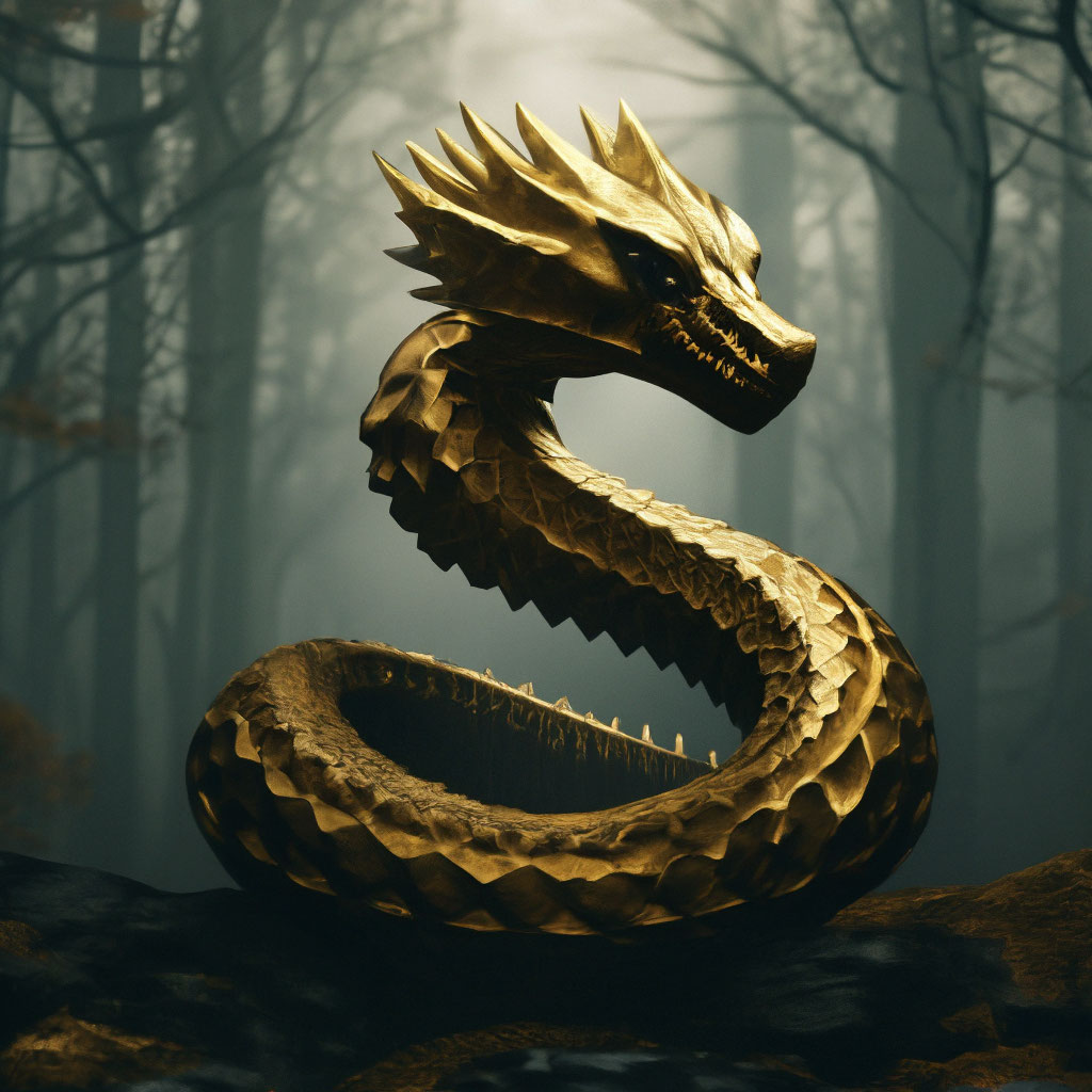 "The golden serpent" — image created in Shedevrum