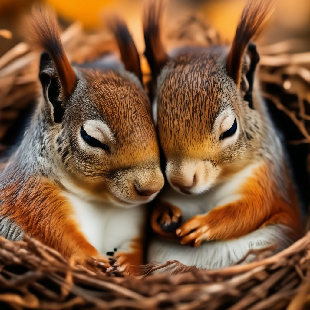 "Very cute sleeping squirrels, squirrels with their eyes closed, cute ...