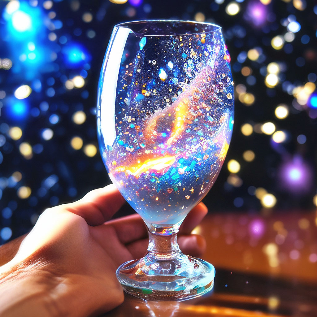 "Cosmic tornado in a glass, opal dust, stardust, whirlwind, realistic ...
