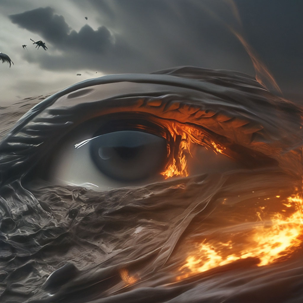 "Dreamcore flying eyes" — image created in Shedevrum