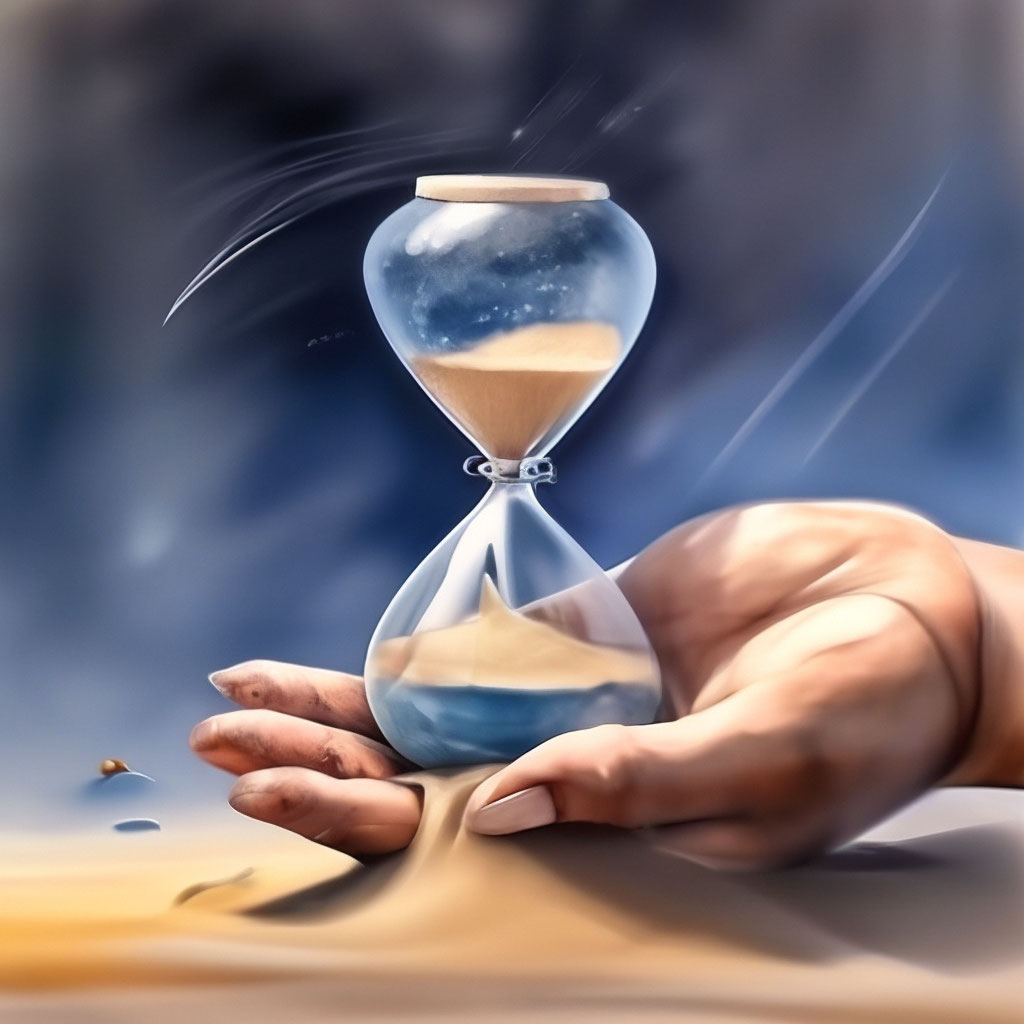 "Time, like sand, flows through your fingers, symbolism, on a light ...