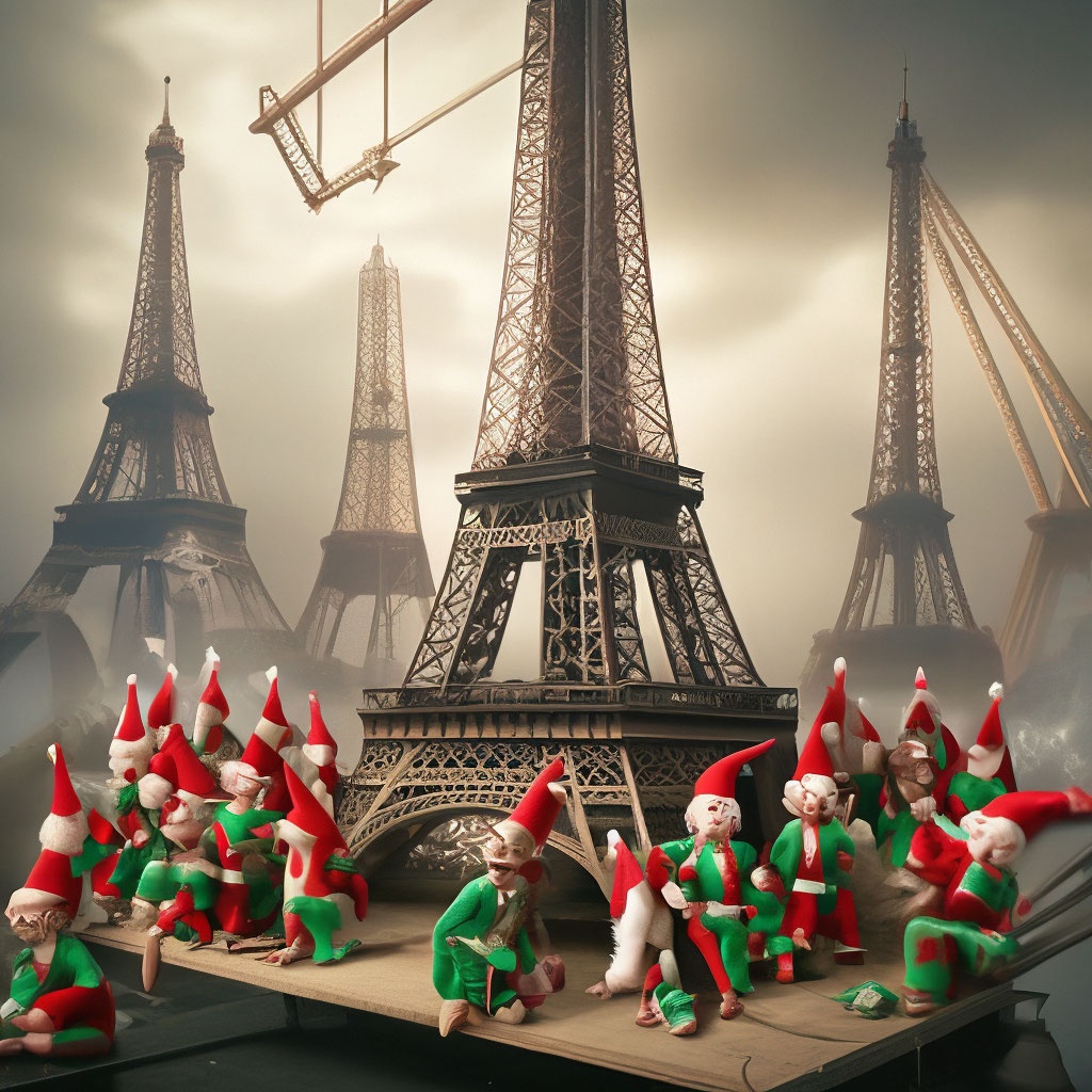 "Imagine that the elves are building the Eiffel Tower" — image created ...