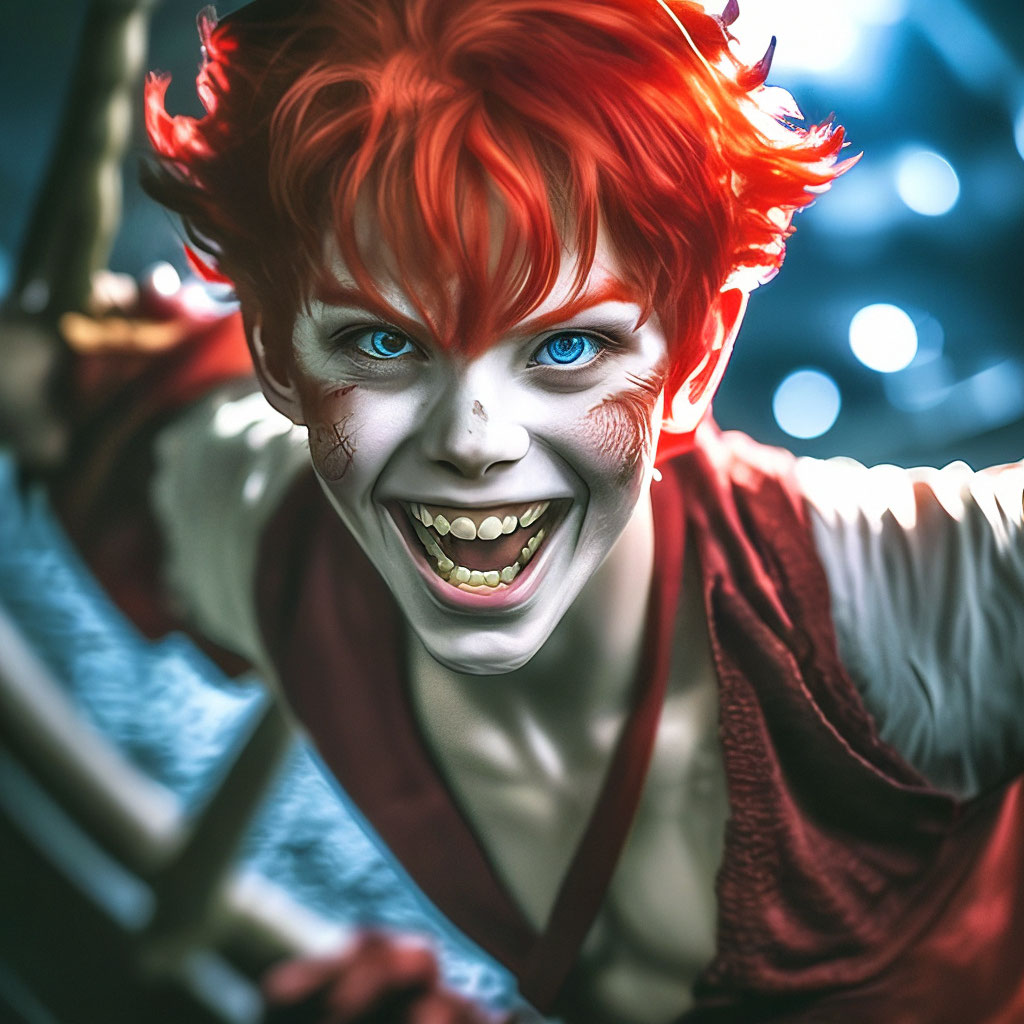 "Peter Pan, demon boy, trickster, deceiver, madman, demon, rabid, red ...