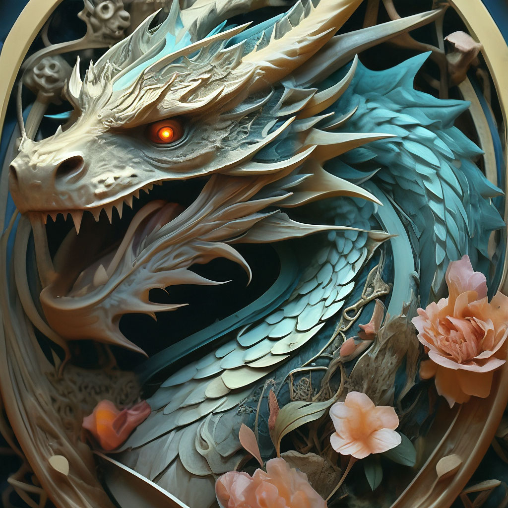 "Dragon, color illustration, horror aesthetics, detailed drawing ...