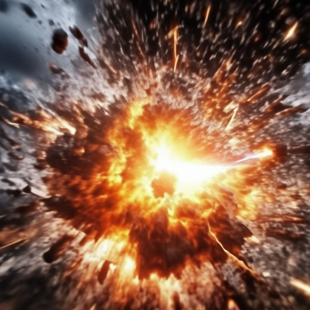 "Mega realistic explosion real photo 32k super realism realism every ...