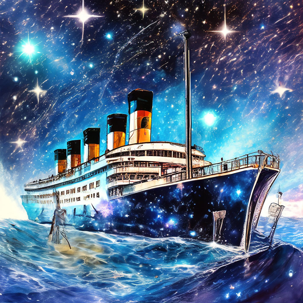 "The space Titanic is sinking in space intergalactic space with ...