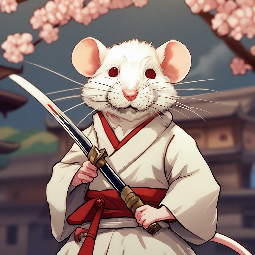 "An old albino rat with a samurai moustache in the anime style" — image ...