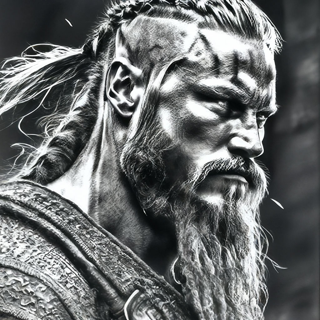 "Ragnar Lothbrok. Professional pencil drawing.Deep shadows.Without ...