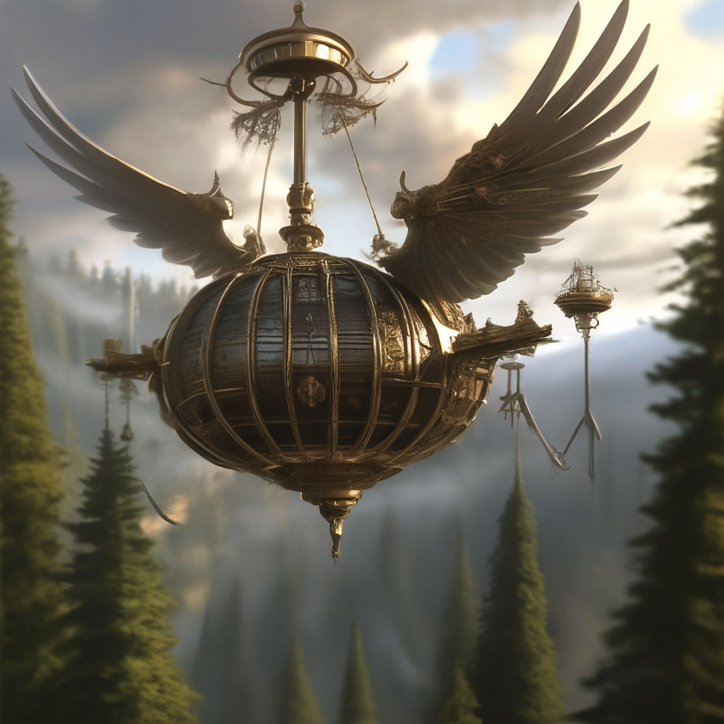 "Soaring above the fir trees, unaware of obstacles, the winged swing is ...