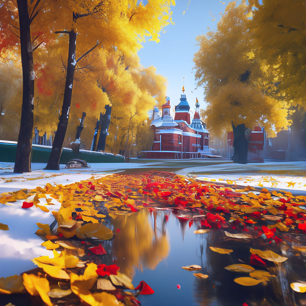 "Pokrovskaya Saturday. Autumn. Sun+rain+ snow. There are yellow-red ...