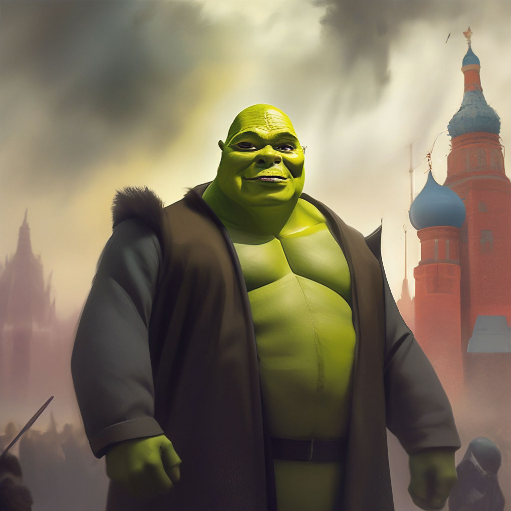 "Shrek became the head of the USSR" — image created in Shedevrum
