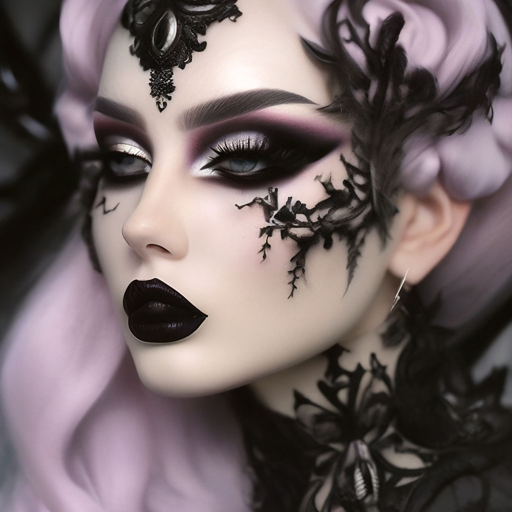 "Hyperrealism, professional gothic makeup, freelove, luxury highlighter ...
